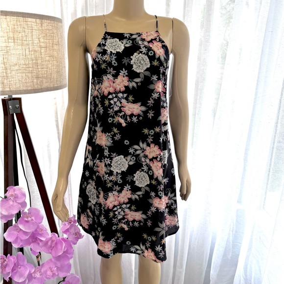 Doe & Rae | Dresses | Doe Rae Black Floral Slip Dress Size S Small ...